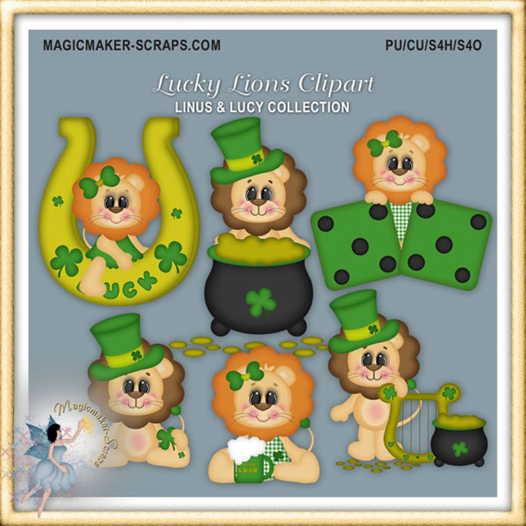 St. Patrick's Day Clipart, Lucky Lions - Etsy