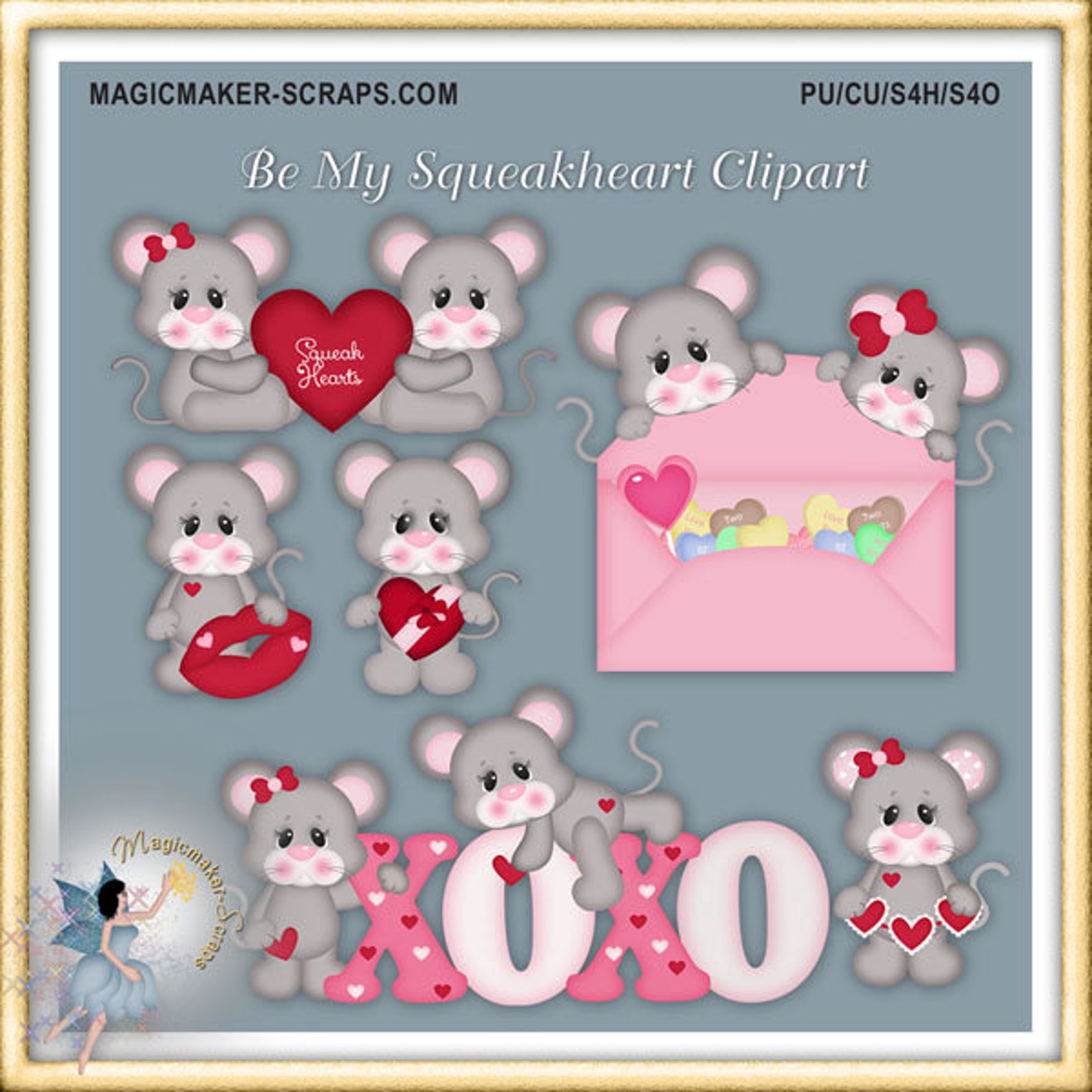 Valentine Mouse Clipart - Etsy