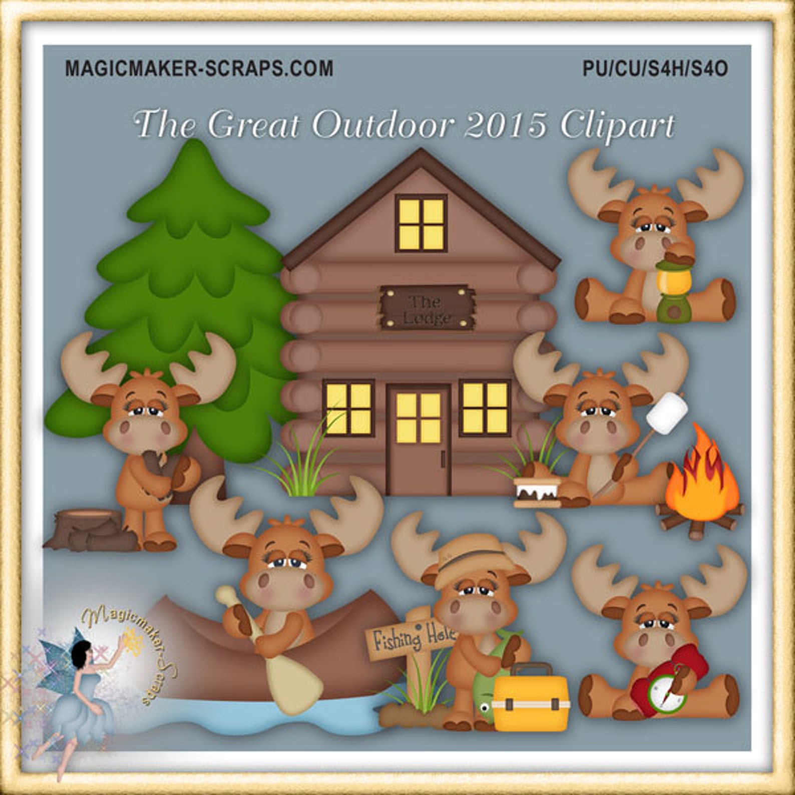 Camping Moose Clipart, the Great Outdoor 2015 - Etsy