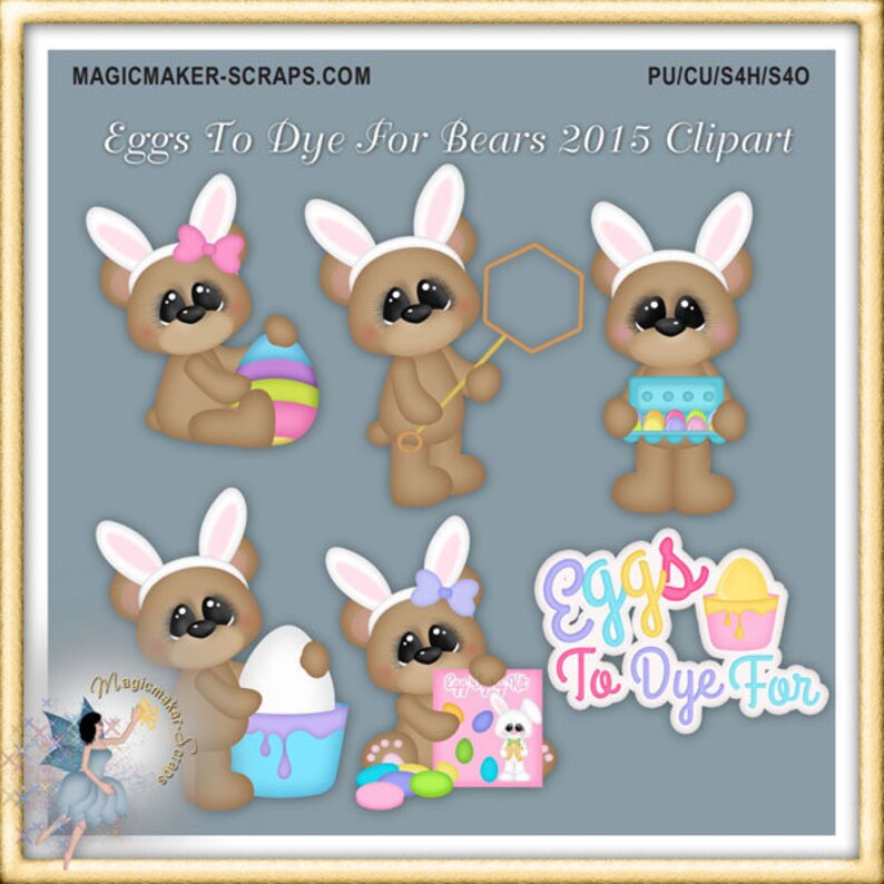 Easter Teddy Bear Clipart, Eggs to Dye for Bears 2015 - Etsy