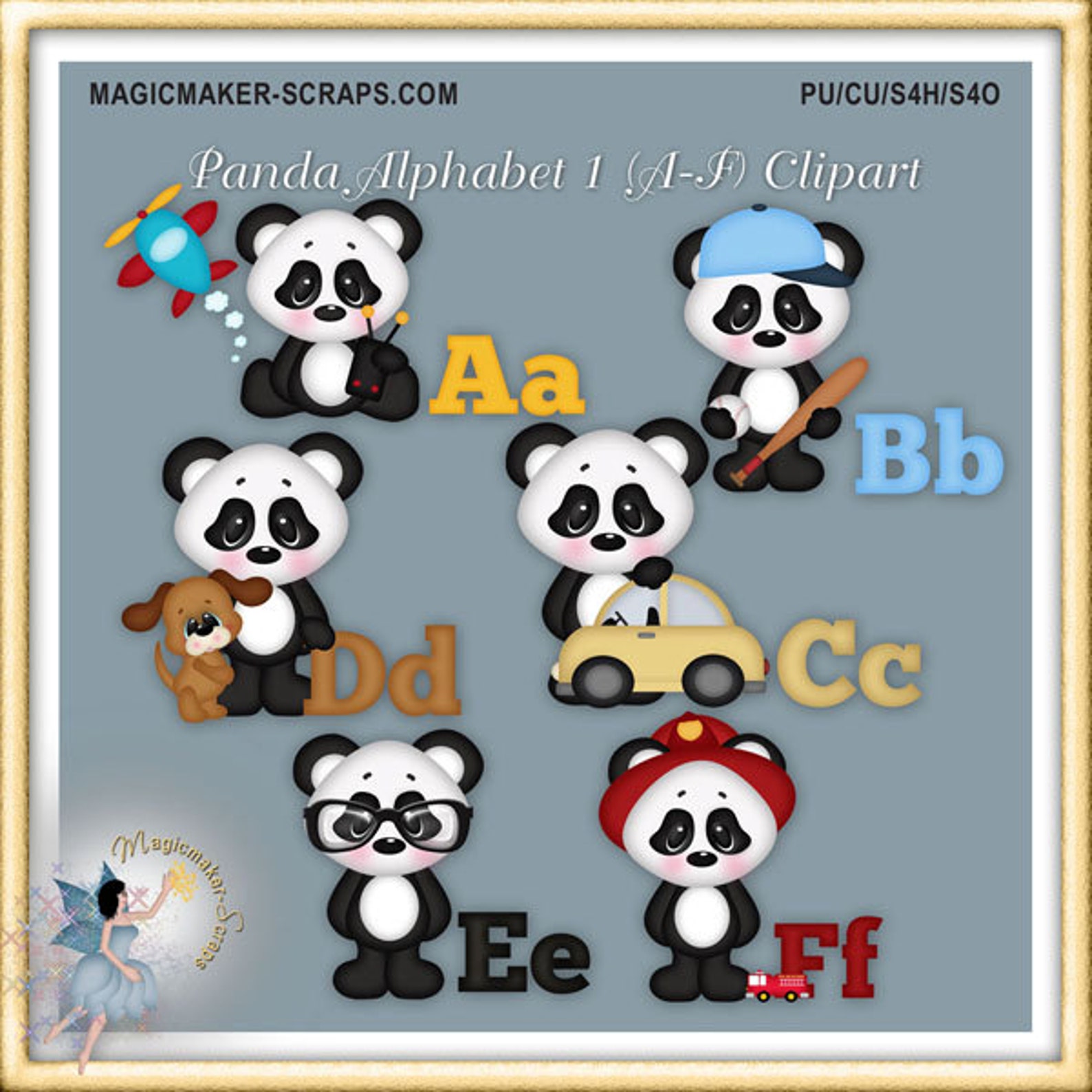 Panda Alphabet School Clipart 1 - Etsy
