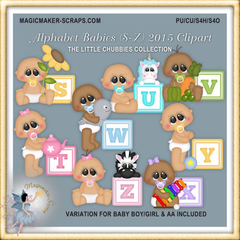 Alphabet Babies Clipart S-Z Chubbies 2015 Chubbies School | Etsy