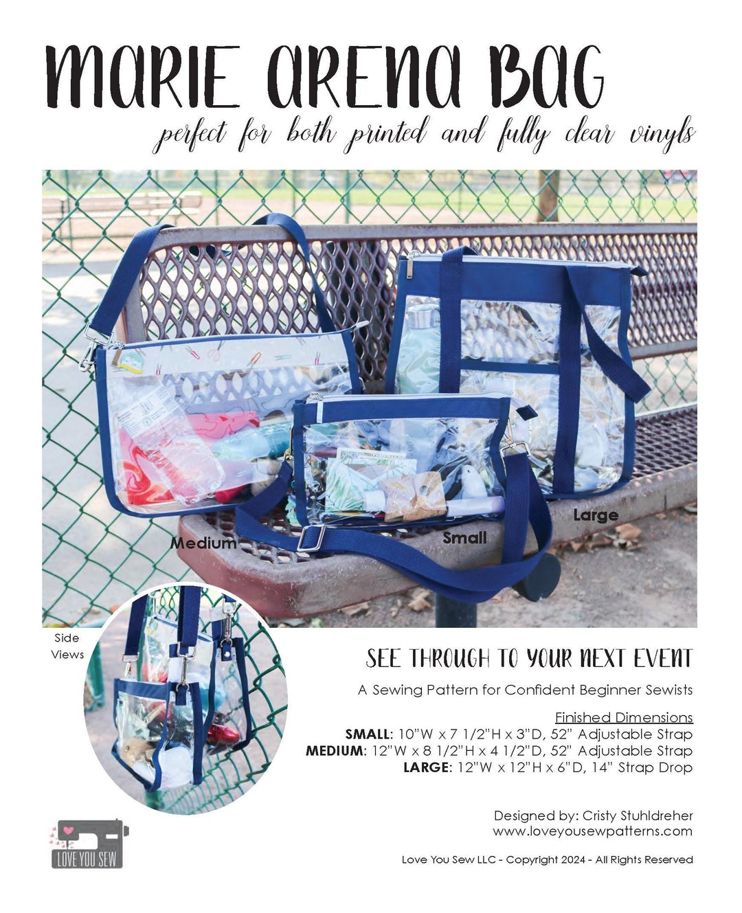 Marie Arena Bag Digital Sewing Pattern - Clear Bag - Stadium Bag ...