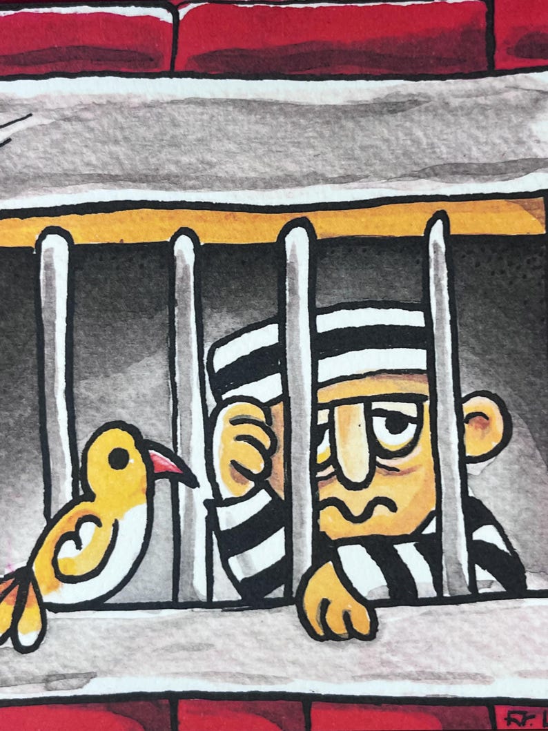 Jail Bird 7x5 Wall Art Print - Etsy