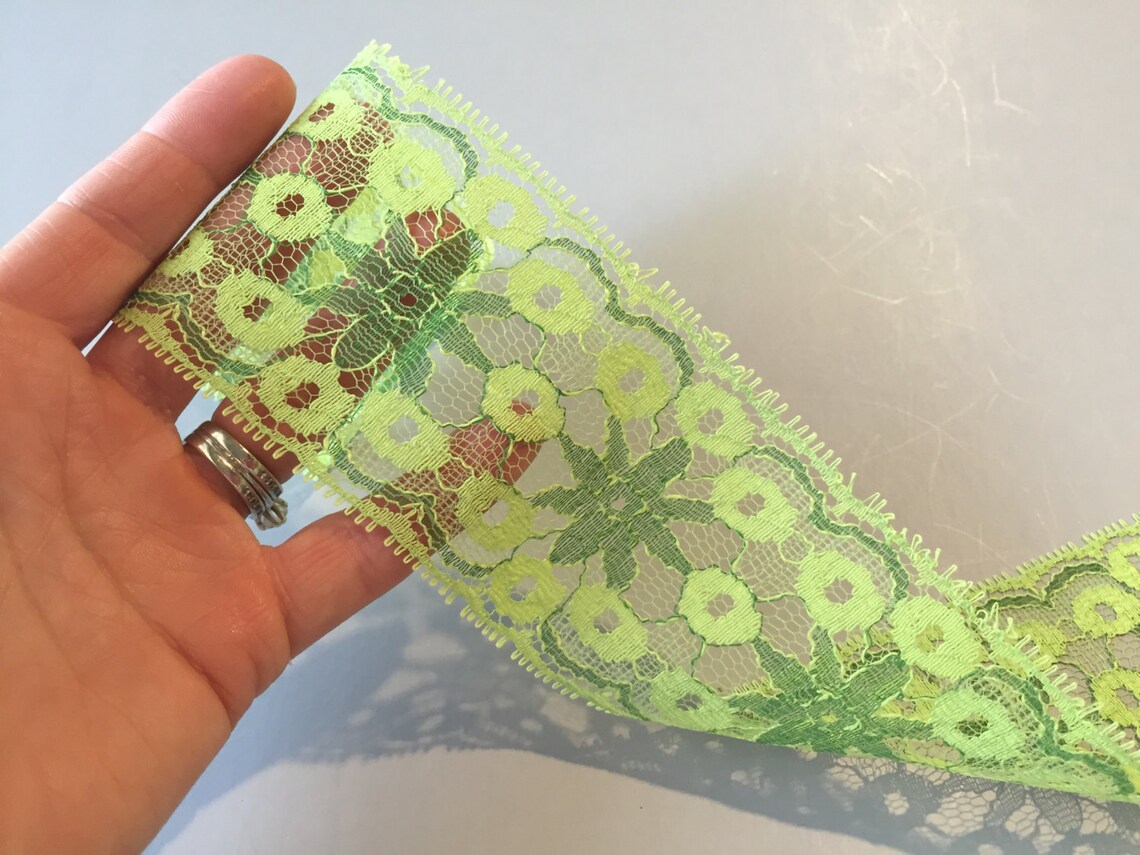 GREEN FLORAL TRIM Green Flower Trim Large Flower Trim Wide - Etsy