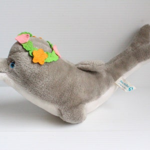 SEA WORLD DOLPHIN With Flower Head Wreath, Vintage 1982 Plush, Vintage ...