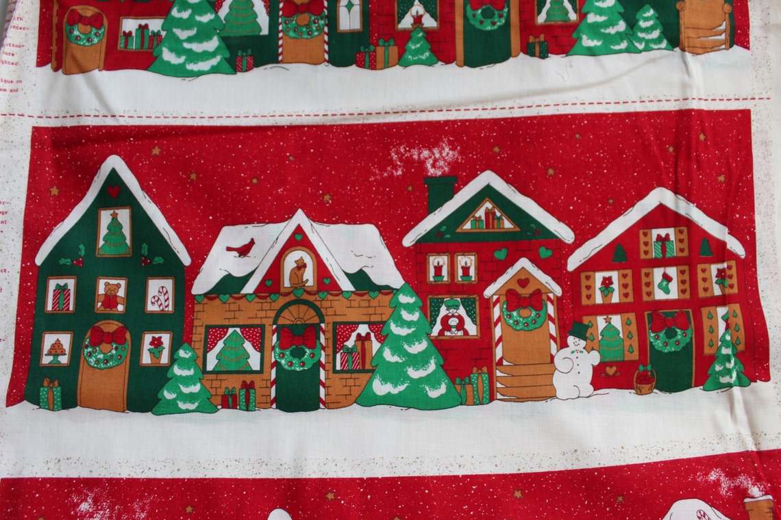 CHRISTMAS VILLAGE Craft Panel, Christmas Sewing Panel, Christmas Mantle ...
