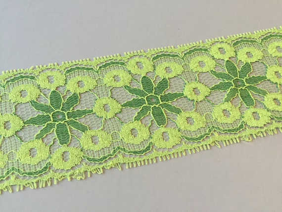 GREEN FLORAL TRIM Green Flower Trim Large Flower Trim Wide | Etsy