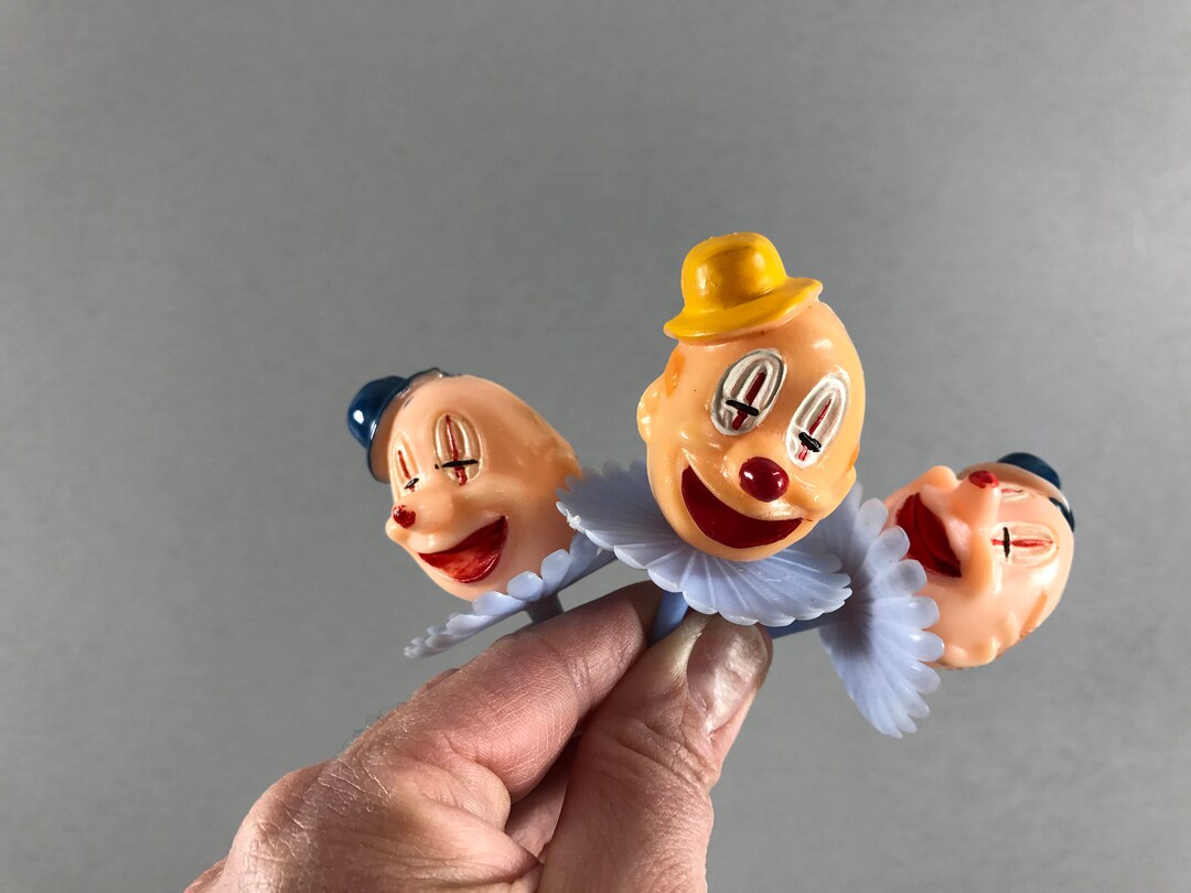 CLOWN HEAD Cake Toppers, Vintage Cake Topper, Vintage Cupcake Topper ...