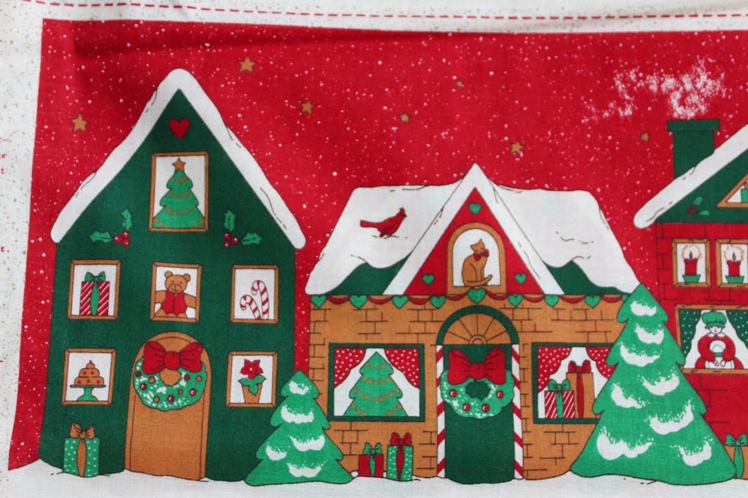 CHRISTMAS VILLAGE Craft Panel, Christmas Sewing Panel, Christmas Mantle ...