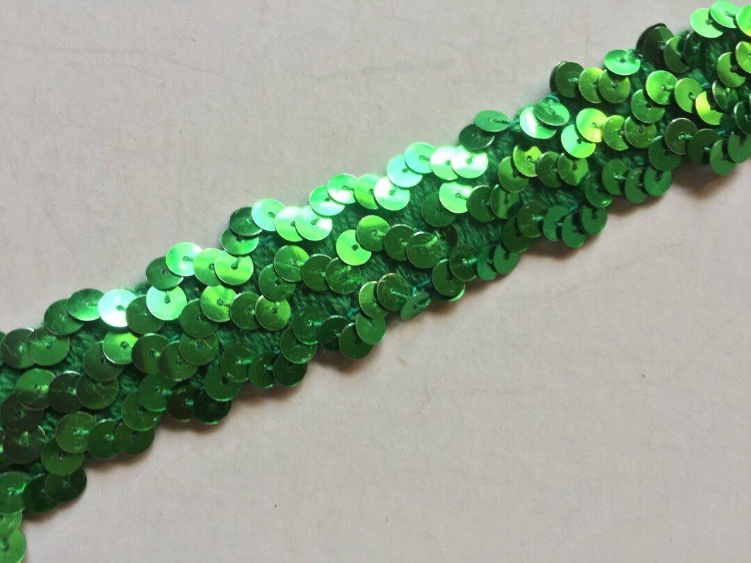 GREEN SEQUIN TRIM, Emerald Green Trim, Stretchy Sequin Trim, Narrow ...