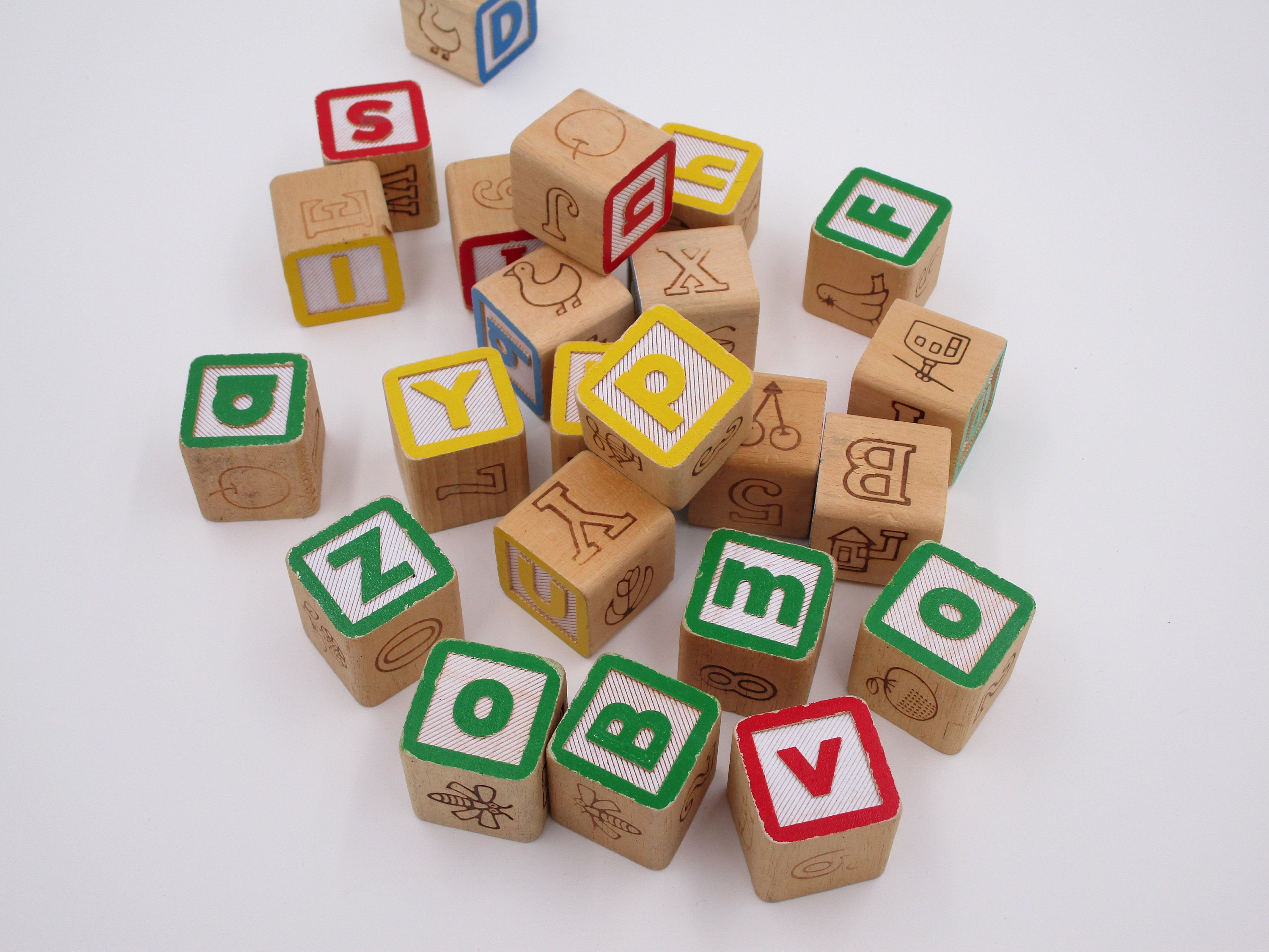 Wood Alphabet Blocks Vintage Alphabet Blocks Lower Case - Etsy