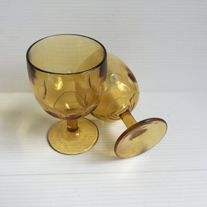 VINTAGE AMBER THUMBPRINT Goblet, Vintage Kitchen Goblet, Vintage ...