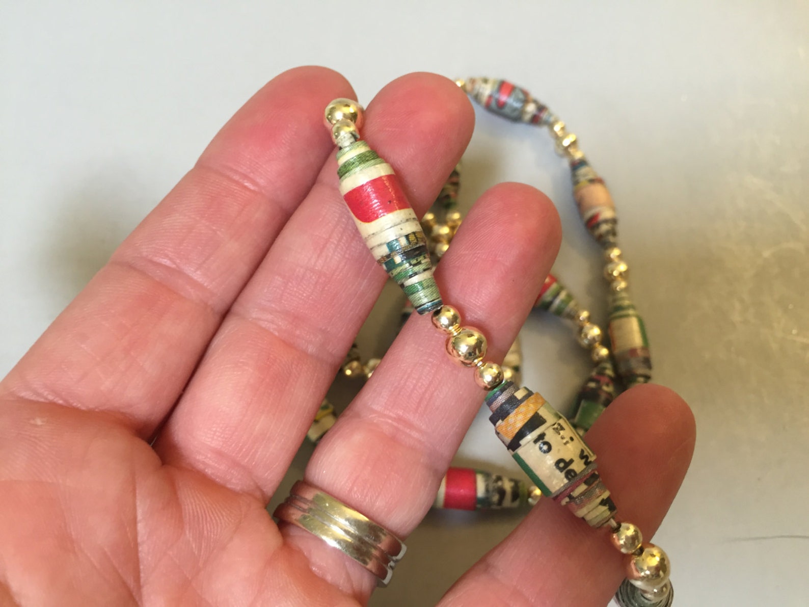 NEWSPAPER BEADED Necklace VINTAGE Newsprint Bead Necklace - Etsy