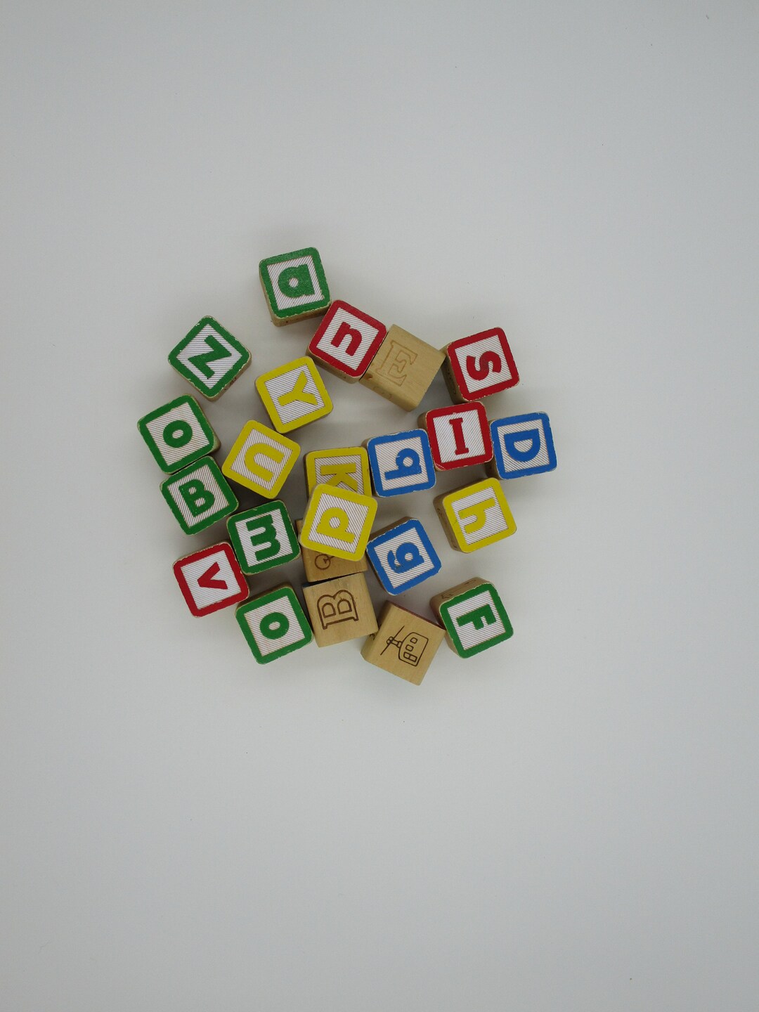 Wood Alphabet Blocks, Vintage Alphabet Blocks, Lower Case Alphabet ...
