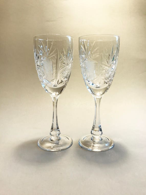 VINTAGE WINE GLASS Cut Glass Wine Glass Clear Glass Wine | Etsy