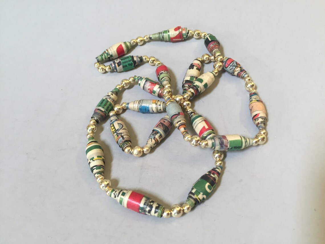 NEWSPAPER BEADED Necklace VINTAGE Newsprint Bead Necklace - Etsy
