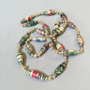 NEWSPAPER BEADED Necklace, VINTAGE Newsprint Bead Necklace, Upcycled ...