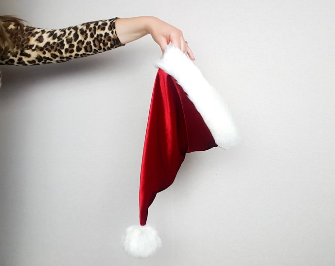 Classic Red Velvet Luxe Santa Hat Luxury Velvet and Faux Fur - Etsy