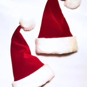 Classic Red Velvet Luxe Santa Hat, Luxury Velvet and Faux Fur Santa Hat ...