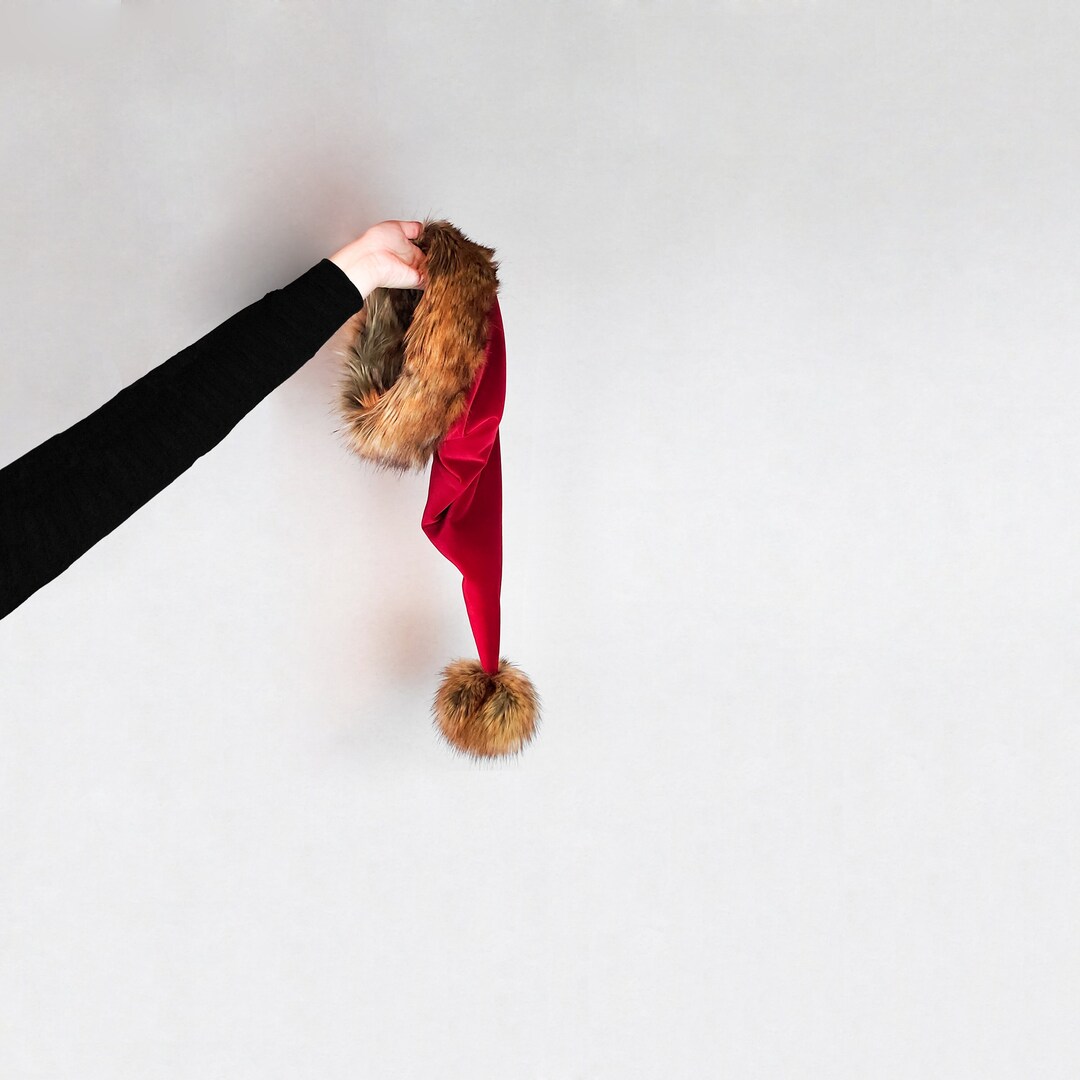 Extra Long Red Velvet Luxe Santa Hat, Luxury Velvet and Faux Fur Santa ...