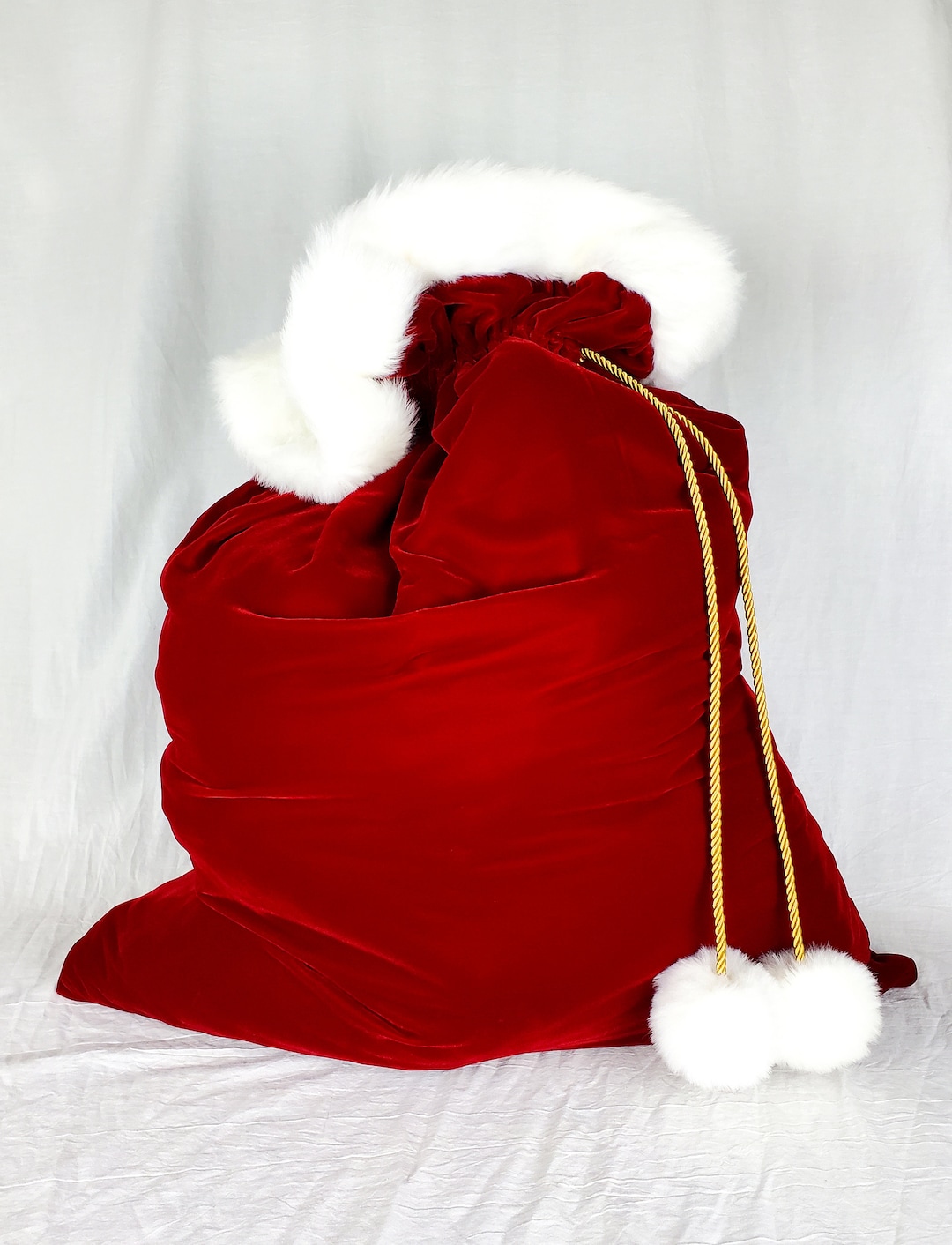 Red Velvet Extra Large Christmas Santa Sack, Luxury Velvet and Faux Fur ...