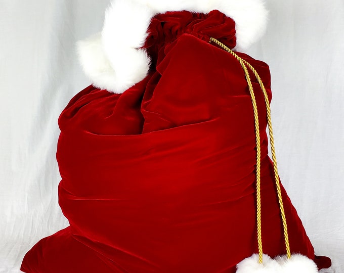 Red Velvet Extra Large Christmas Santa Sack, Luxury Velvet and Faux Fur ...