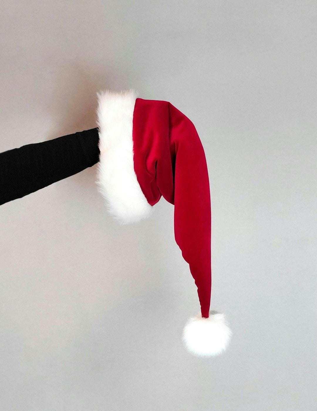 Extra Long Red Velvet Luxe Santa Hat, Luxury Velvet and Faux Fur Santa ...