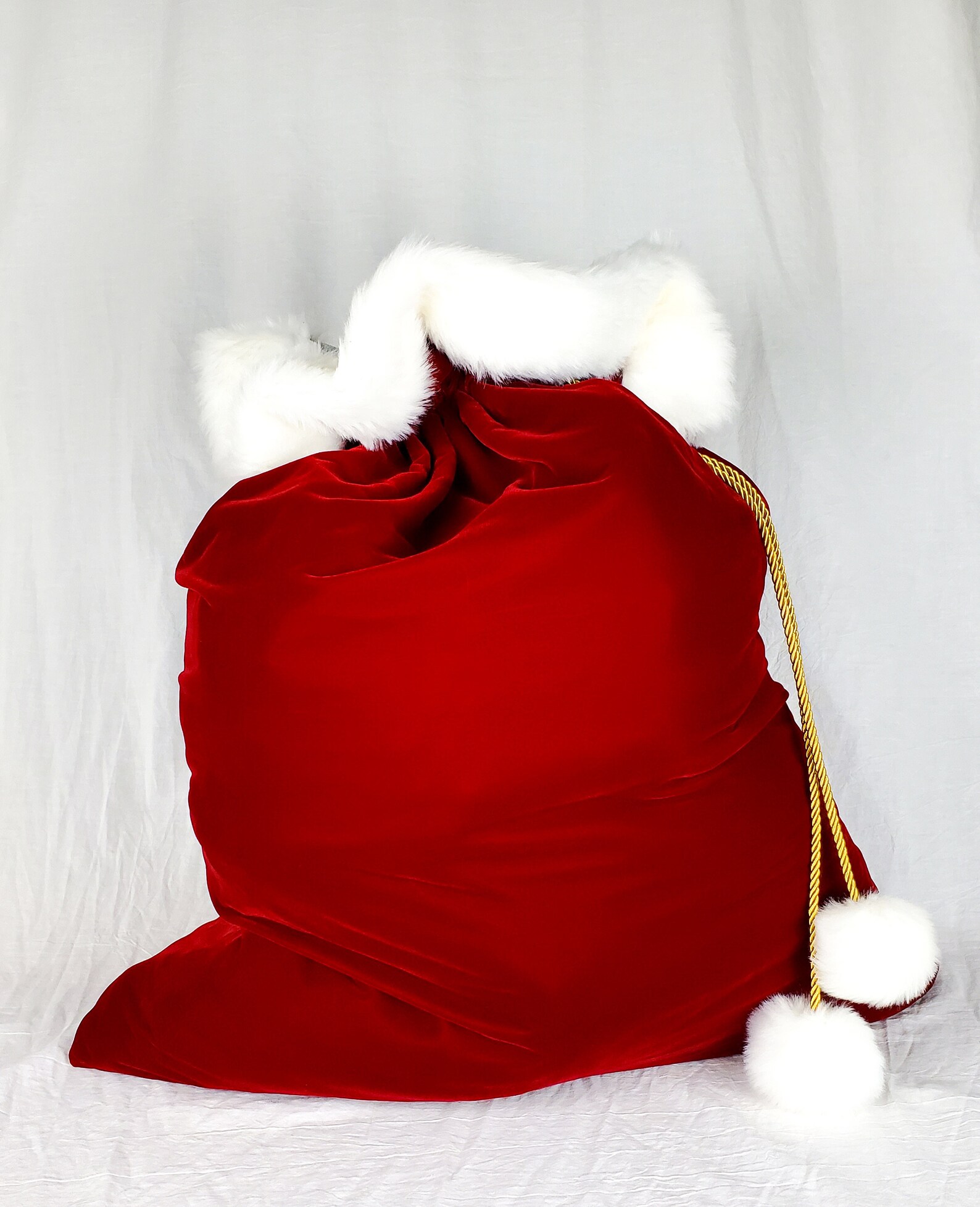 Red Velvet Extra Large Christmas Santa Sack, Luxury Velvet and Faux Fur ...