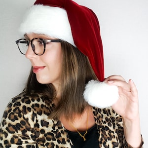 Classic Red Velvet Luxe Santa Hat, Luxury Velvet and Faux Fur Santa Hat ...