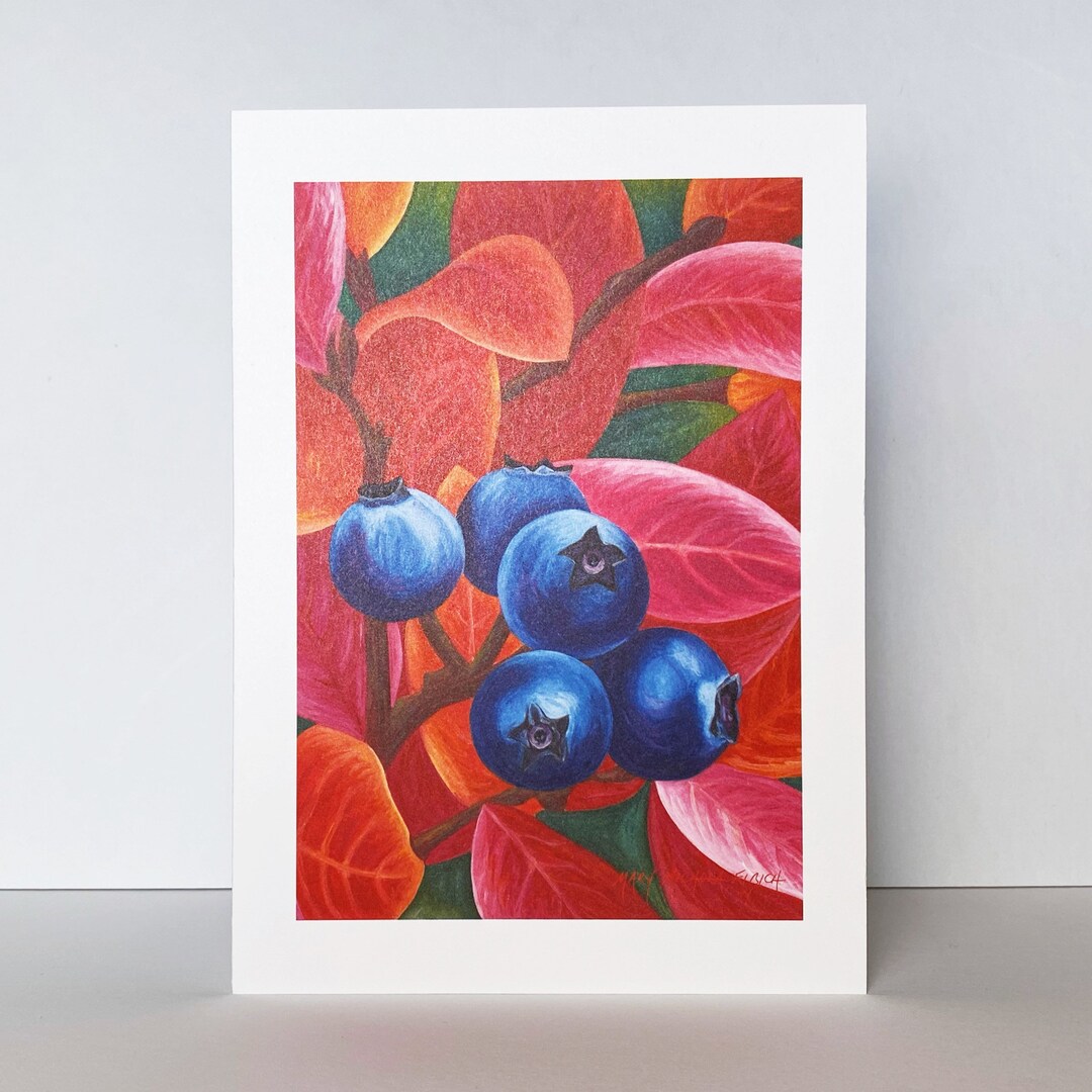 Red and Blue Blueberry Greeting Card autumn - Etsy