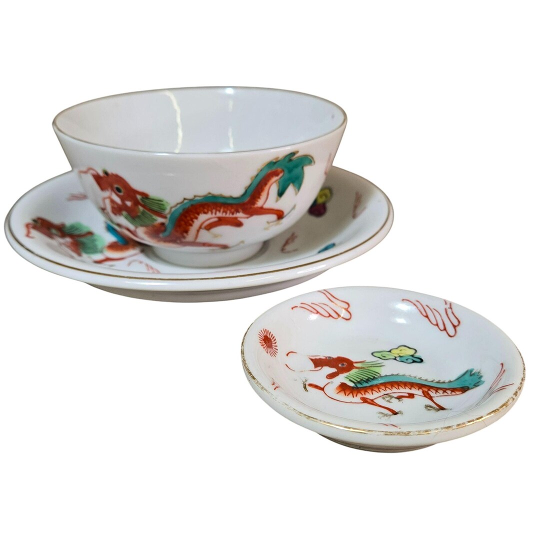 Vintage Chinese Restaurant Ware Porcelain Bowl Saucer Mini Plate Set ...