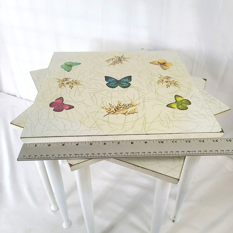 Vintage MCM Square Butterfly Formica Stacking Nesting Tables ...