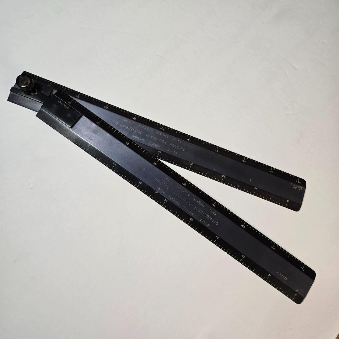 Vintage Airplane Nautical Navigation Tool Straightedge Folding Scale ...