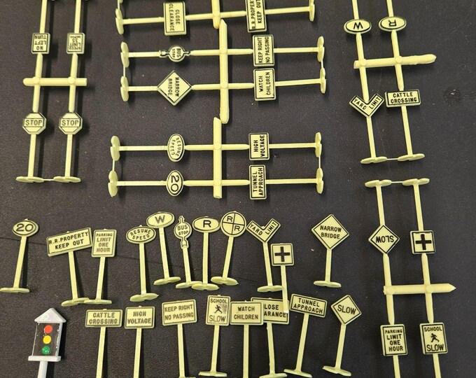 HO Scale Model Train Miniature Road & Warning Signs Set - Etsy