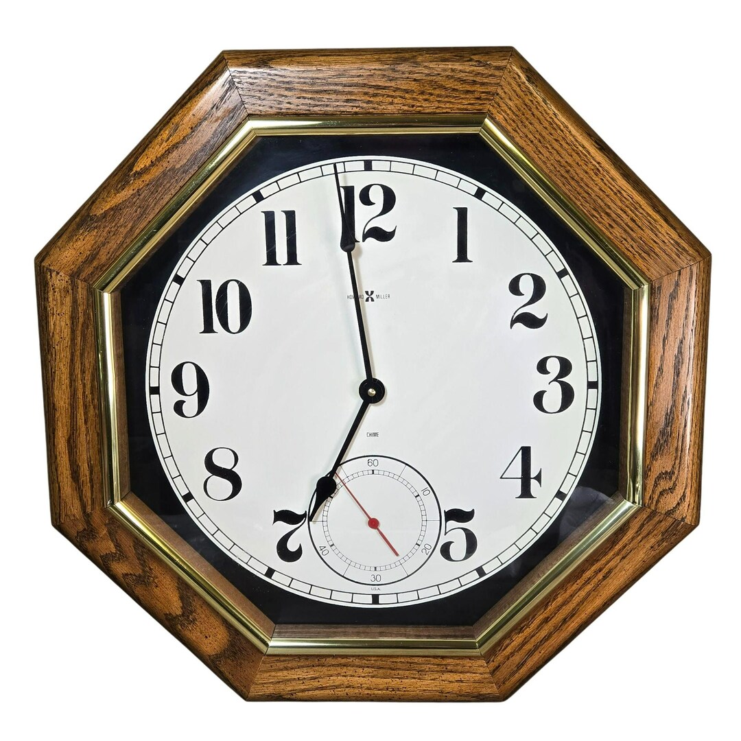 Vintage Howard Miller Octagon Wall Clock Chime Model 612-569 Wood Frame ...