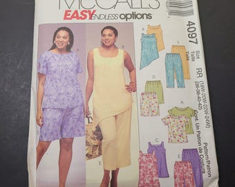 Uncut Mccall's Sewing Pattern 4097 for Women's Top, Tunics, Shorts and ...