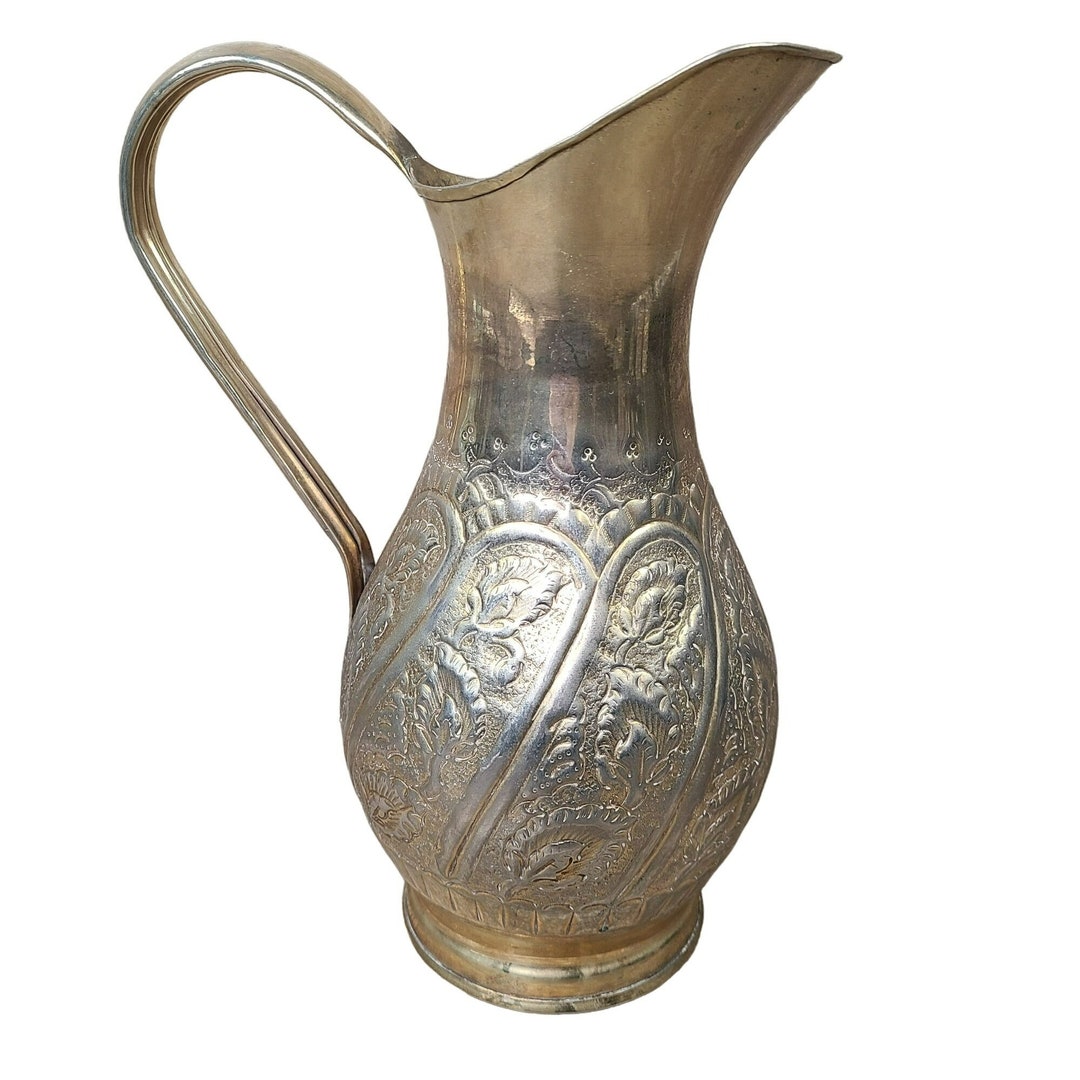 Middle Eastern Persian Turkish Inspired Pitcher Hand Chased Metal ...