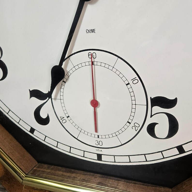 Vintage Howard Miller Octagon Wall Clock Chime Model 612-569 Wood Frame ...