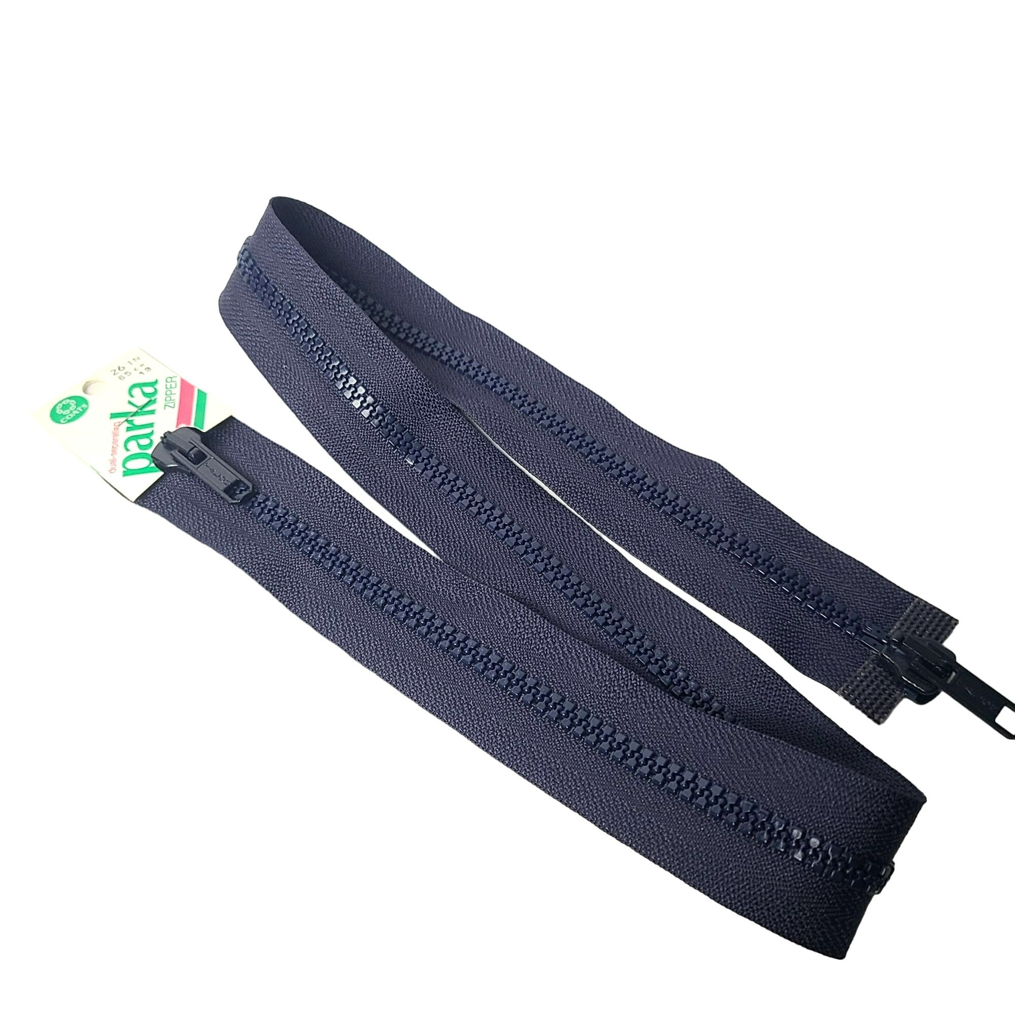 Coats Dual Separating Parka Zipper Navy Blue 26 Molded Plastic Heavy ...