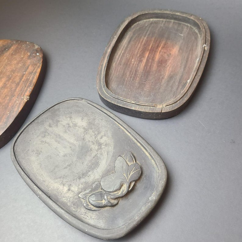 Vintage Hand Carved Wooden Inkstone Box Chinese Asian Calligraphy Art ...