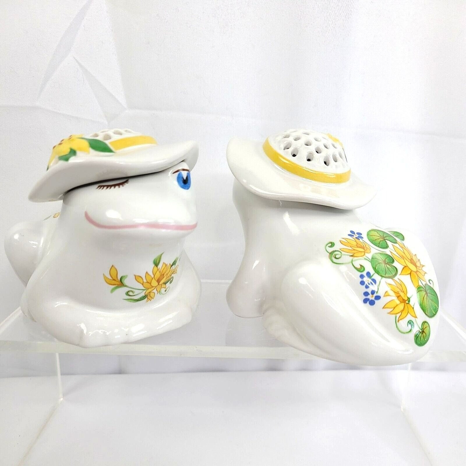 Pair 1980 Avon Flirtatious Winking Frog Ceramic Pomander Potpourri ...