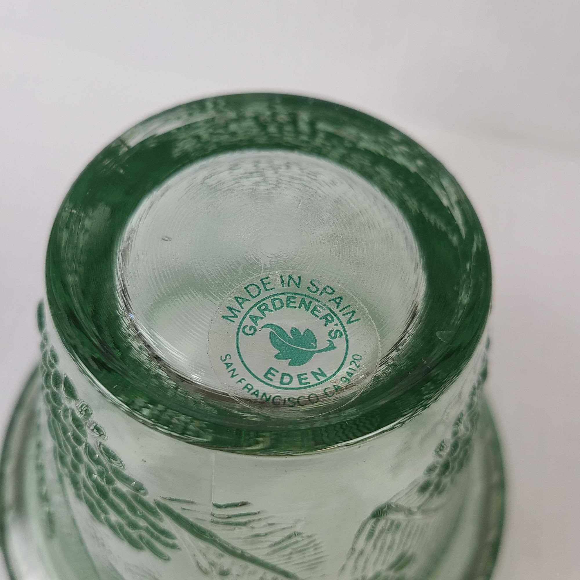 Vintage Gardener's Eden Pine Cone Raised Releif Glass Flower Pot Made ...