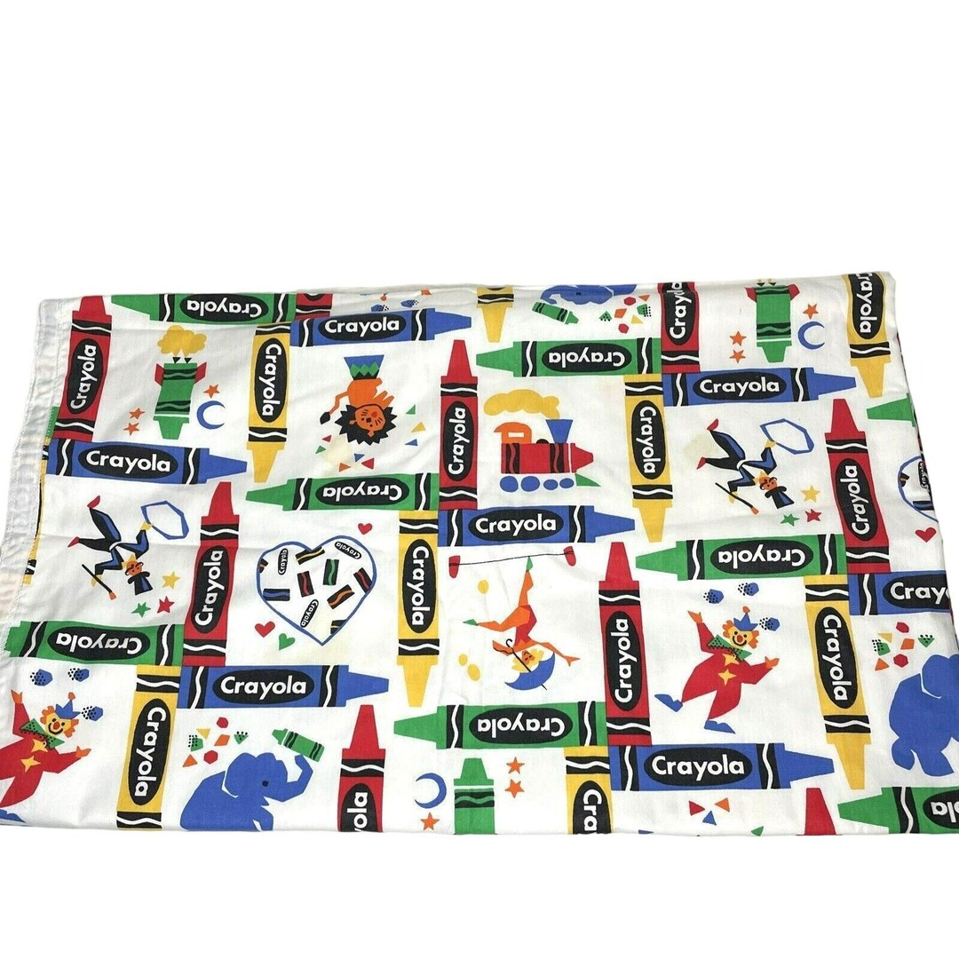 Vintage Handmade Crayola Crayons Blanket Bed Throw Primary Colorful 54 ...