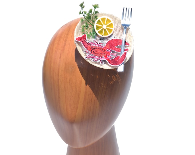 Mini Pinup Red Lobster Dinner Plate Pop Surrealist Hair Clip - Etsy