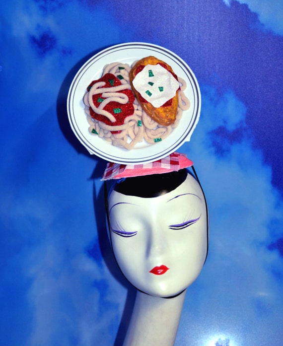 Chicken Parmesan Dinner Plate Tilt Fascinator Hat Italian | Etsy