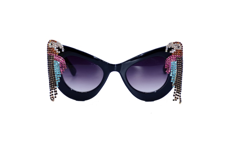 Tropical Rhinestone Parrot Floral Sunglasses Retro Pinup Sunglasses ...