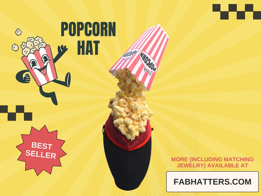 Spilled Popcorn Red Costume Fascinator Headpiece Hat Stripes Pinup ...
