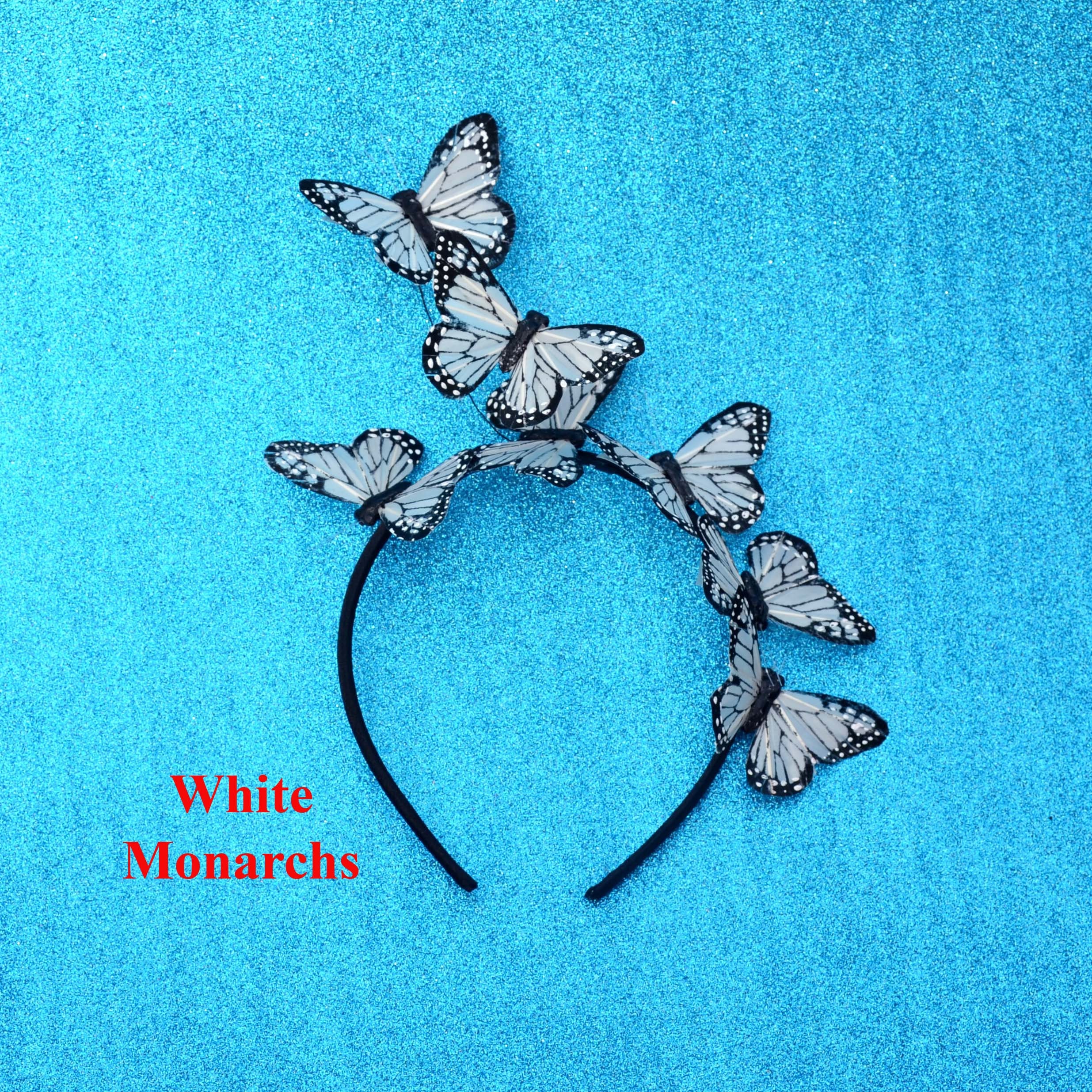 White & Black Monarch Butterfly Headband Fascinator Hatinator - Etsy Canada