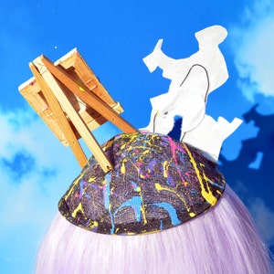 Surrealist Art Painter Hat OOAK Custom Mixed Colors & Mini Painting ...